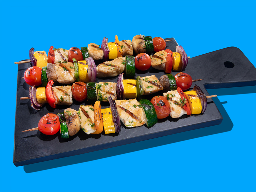 5 Ingredient Grilled Rainbow Diced Chicken Kebabs | PERDUE®